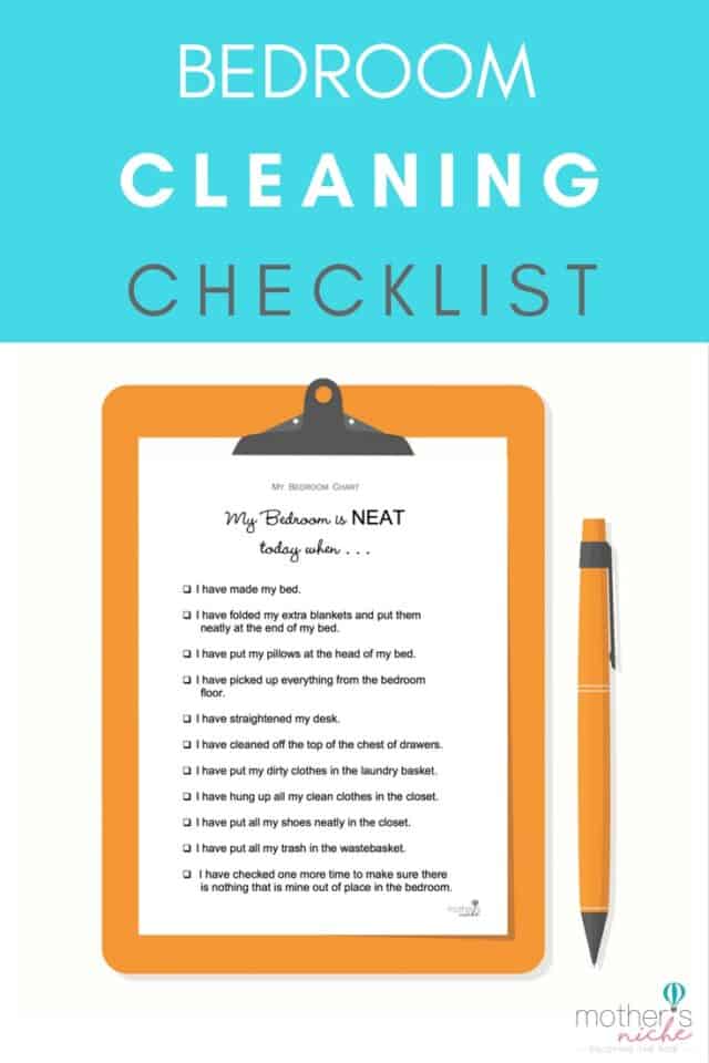 Bedroom Cleaning Checklist Printable For Teaching a Clean Room