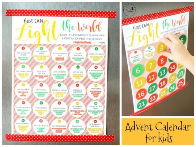 Kids can LIGHT THE WORLD Advent Calendar- Free Printable